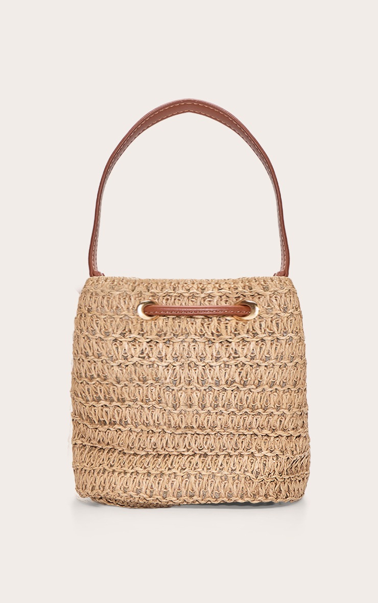 Natural Raffia Mini Drawstring Bucket Beach Bag | Accessories | PLT