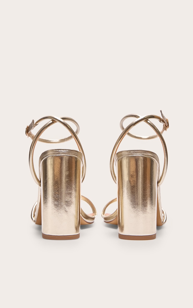 Gold Wide Fit Metallic Barely There Block High Heel Sandals | Footwear ...