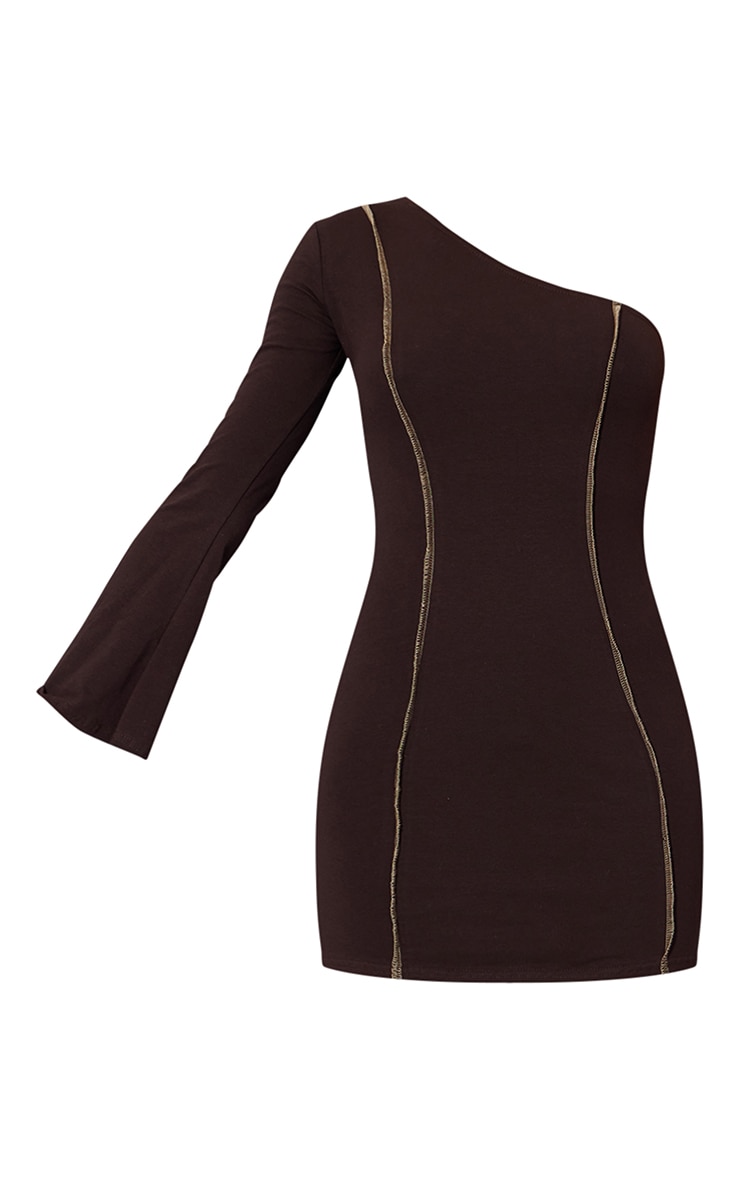Chocolate Asymmetric Binding One Shoulder Dress | Dresses | PLT