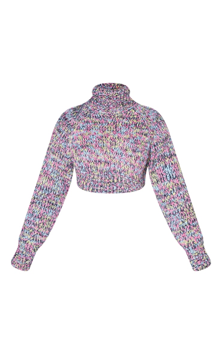 Petite Pink Cropped Mixed High Neck Jumper | PrettyLittleThing