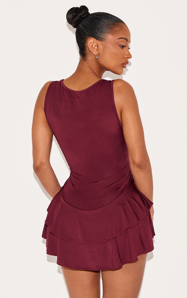 Shape Burgundy Ruffle Playsuit | Shape | PLT