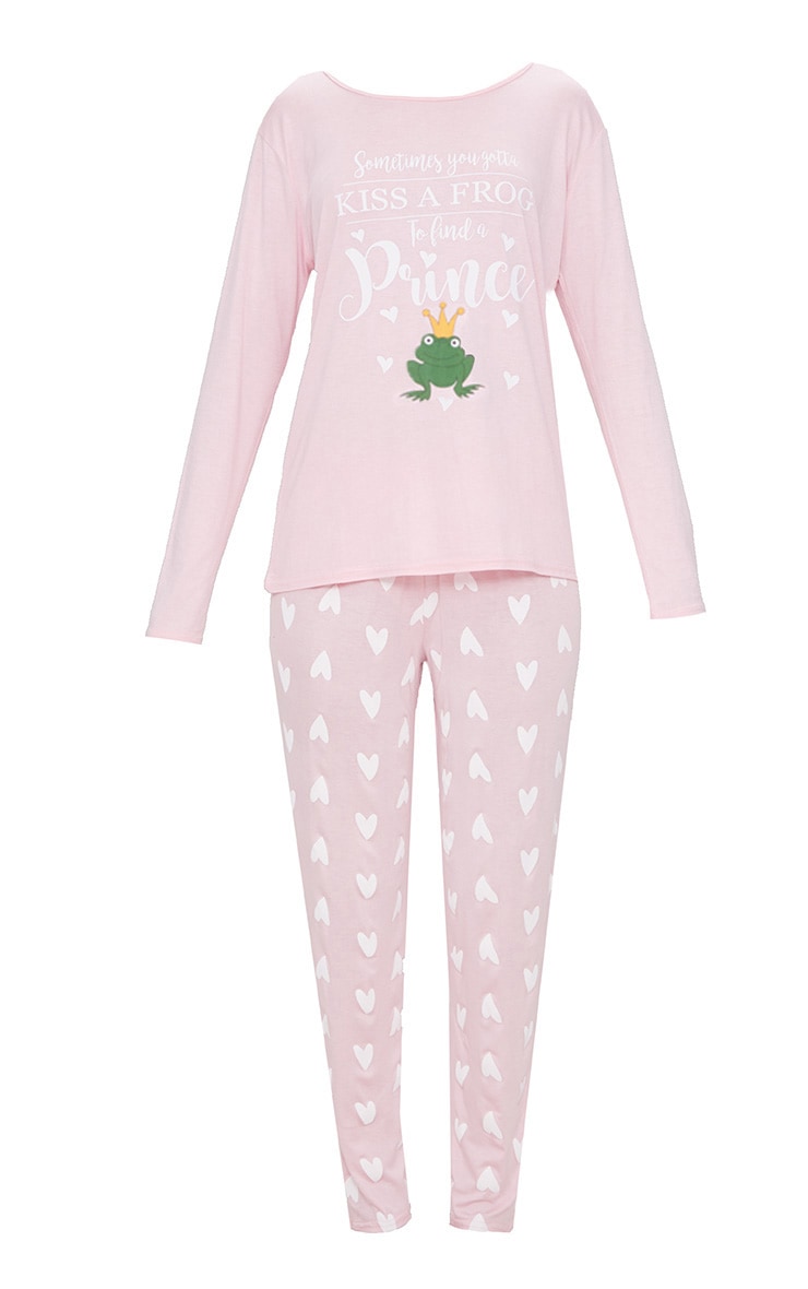 Pink Long Sleeve Frog Prince Valentines Pj Set | PLT
