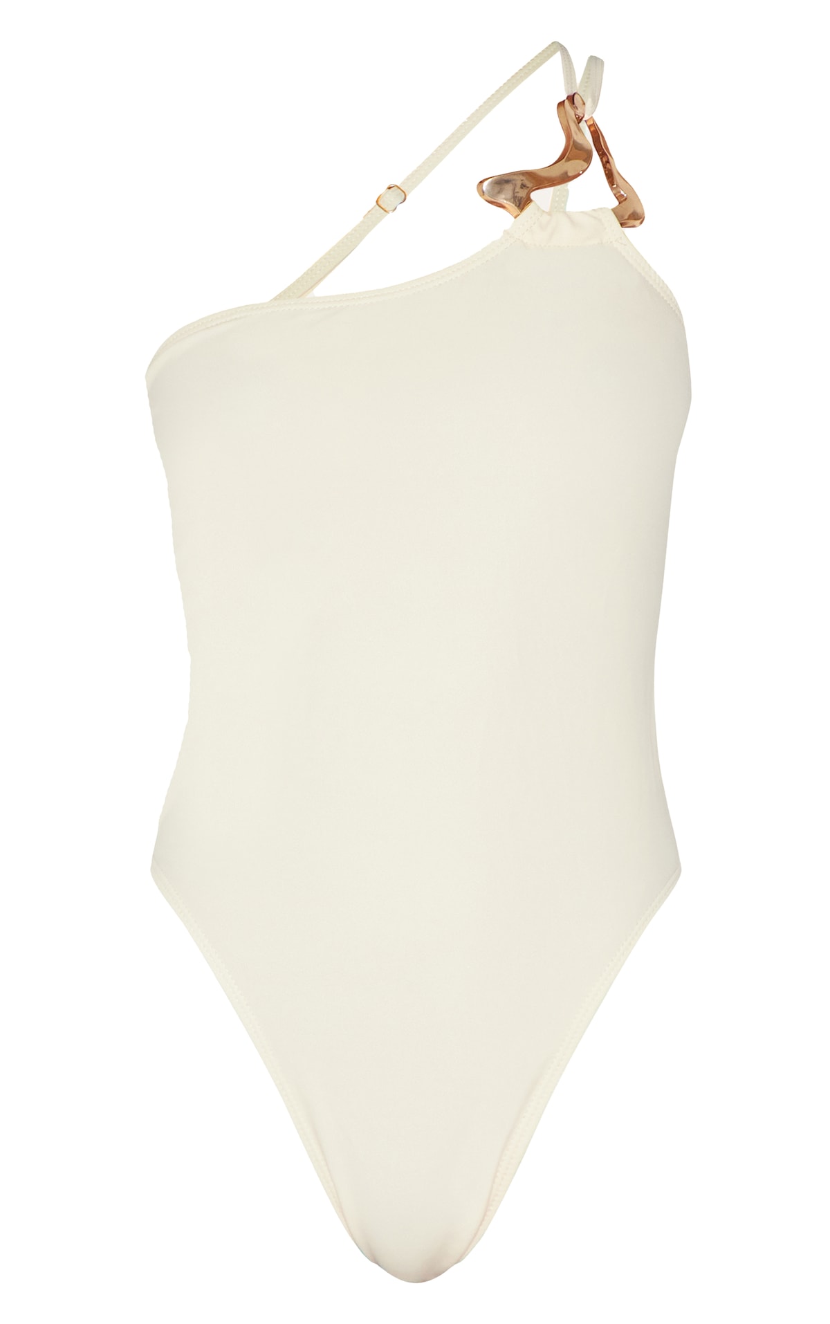 Sand Gold Trim Asymmetric Swimsuit | Swimwear | PLT