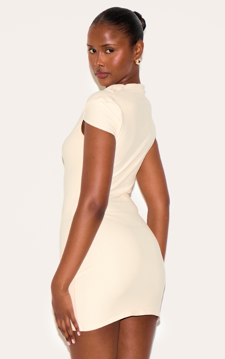 Almond Soft Touch High Neck Cowl Bodycon Dress | Dresses | PLT USA