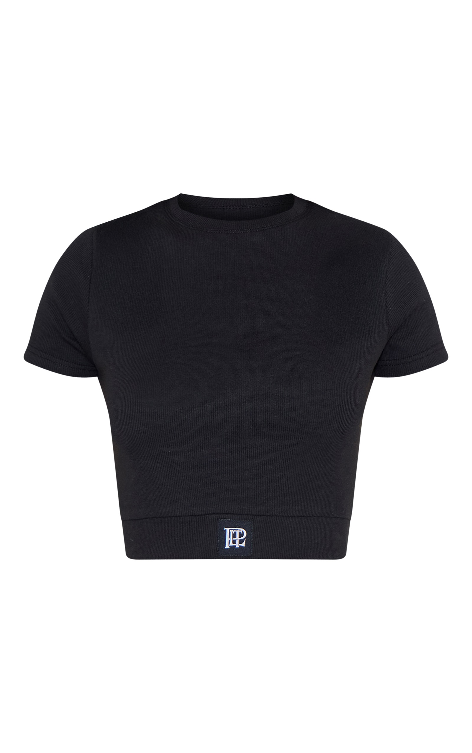 PLT Black Sleep Tonal Satin Emblem Crop Top | Lingerie & Nightwear ...