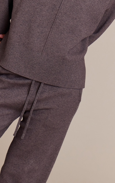 Charcoal Drawstring Wide Leg Knitted Trousers | Knitwear | PLT