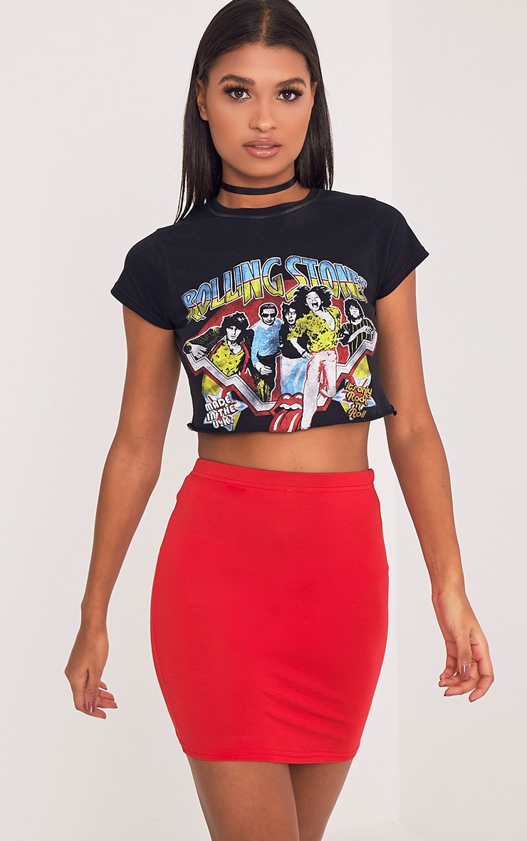 Basic Red Jersey Mini Skirt Mini Skirts Prettylittlething