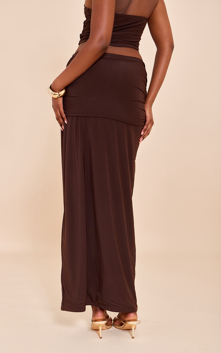 Brown Ruched Detail Flowy Maxi Skirt | Co-ords | PLT AUS