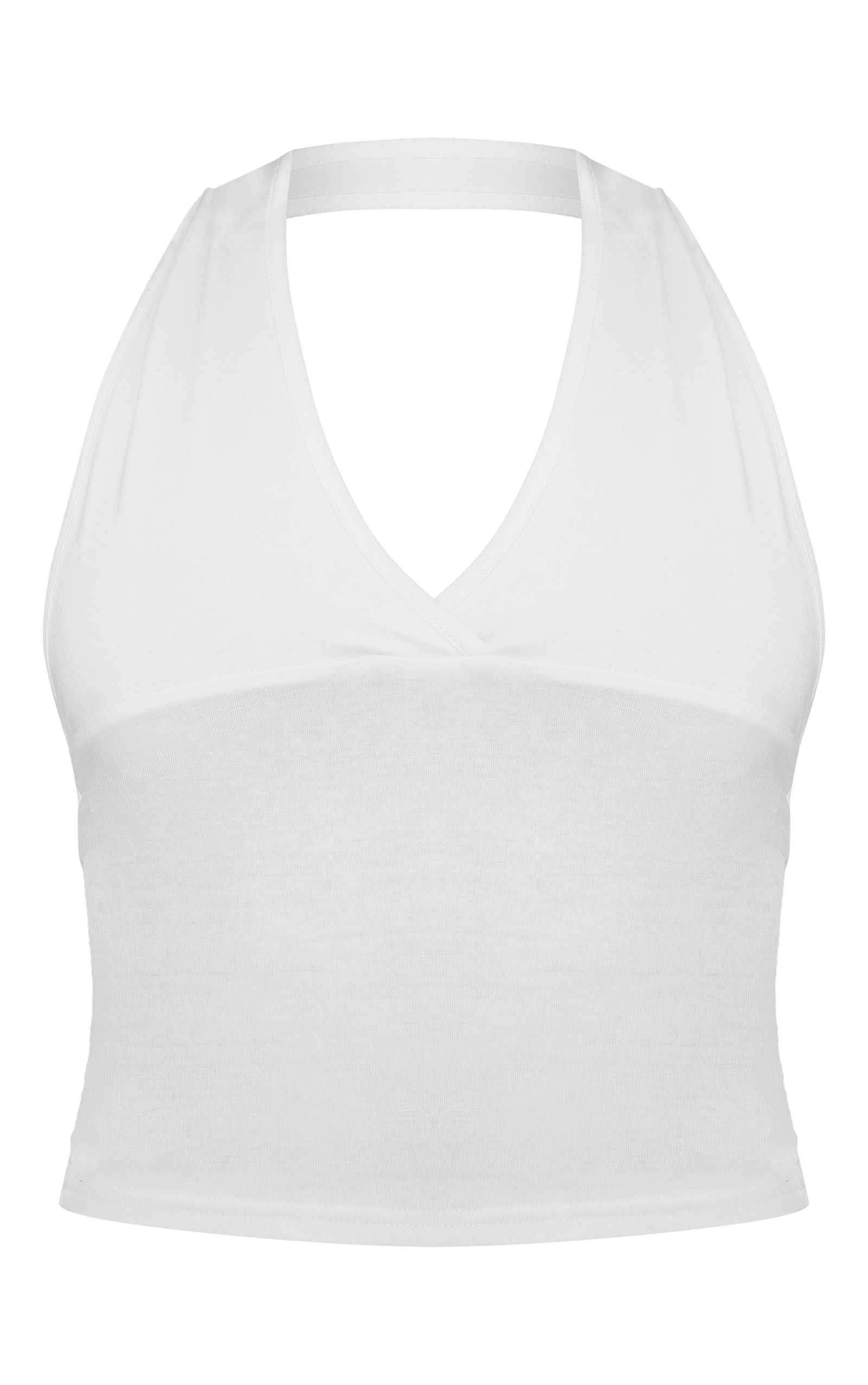 White Modal Cotton Wrap Bust Halter Top | Tops | PrettyLittleThing USA
