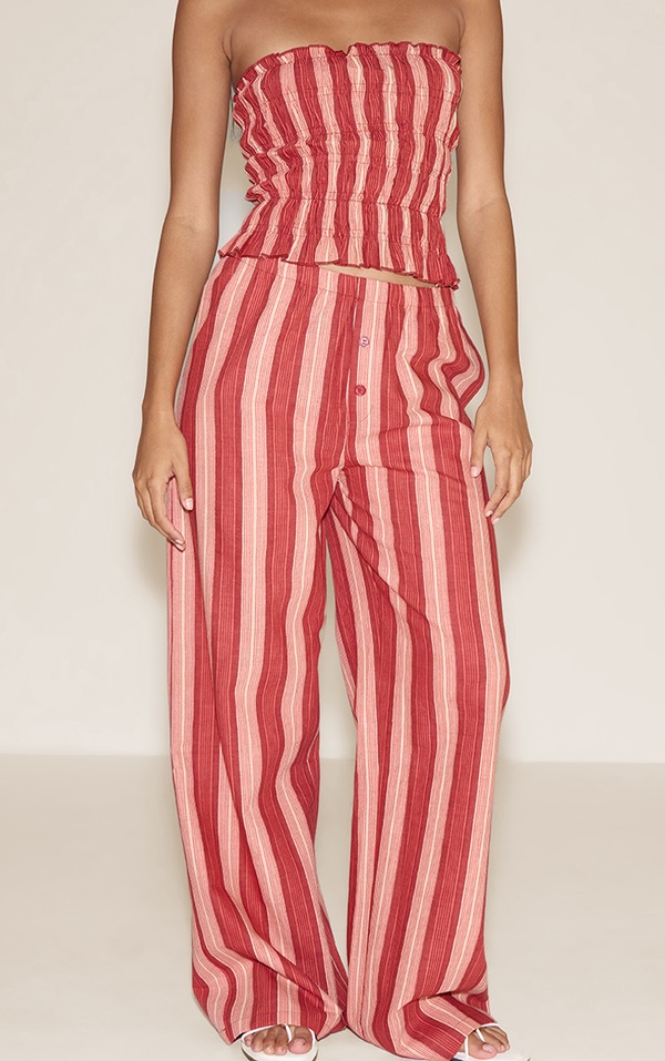 Red Low Rise Wide Trousers | Co-ords | PLT
