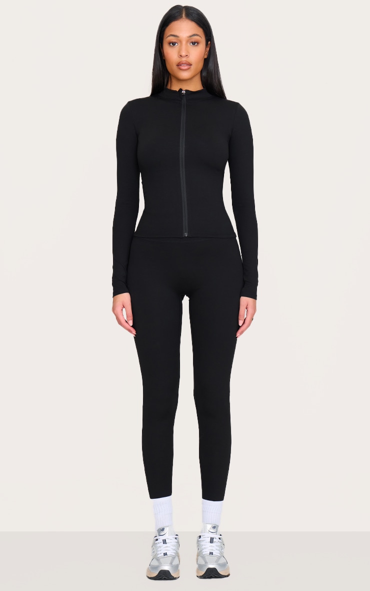 Tall Black Basic Sculpt Zip Jacket | Tall | PrettyLittleThing USA