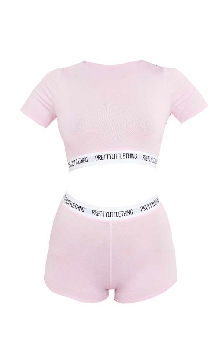 PRETTYLITTLETHING Tape Pink Shorts PJ Set | Lingerie & Nightwear | PLT
