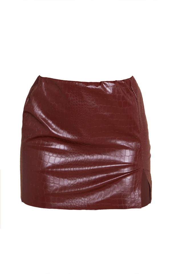 Chocolate Croc Vinyl Micro Mini Skirt | Co-ords | PLT