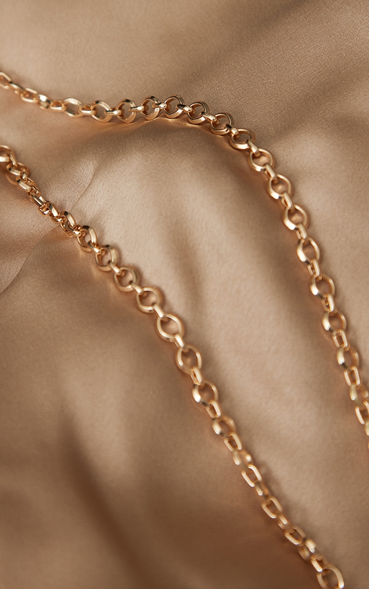 Gold Oval Chain Layered Necklace | PrettyLittleThing