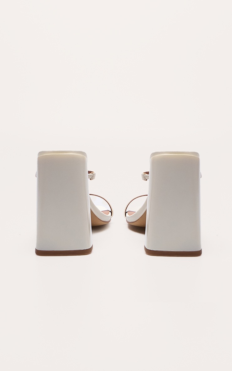 Cream Double Strap High Block Heel Mules | Footwear | PLT