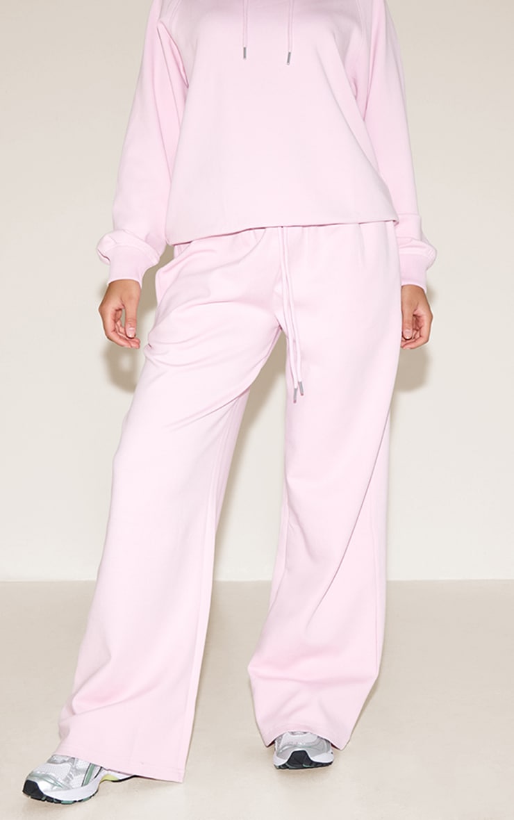 Pink Embroidered Interlock Wide Leg Sweatpant | Athleisure ...