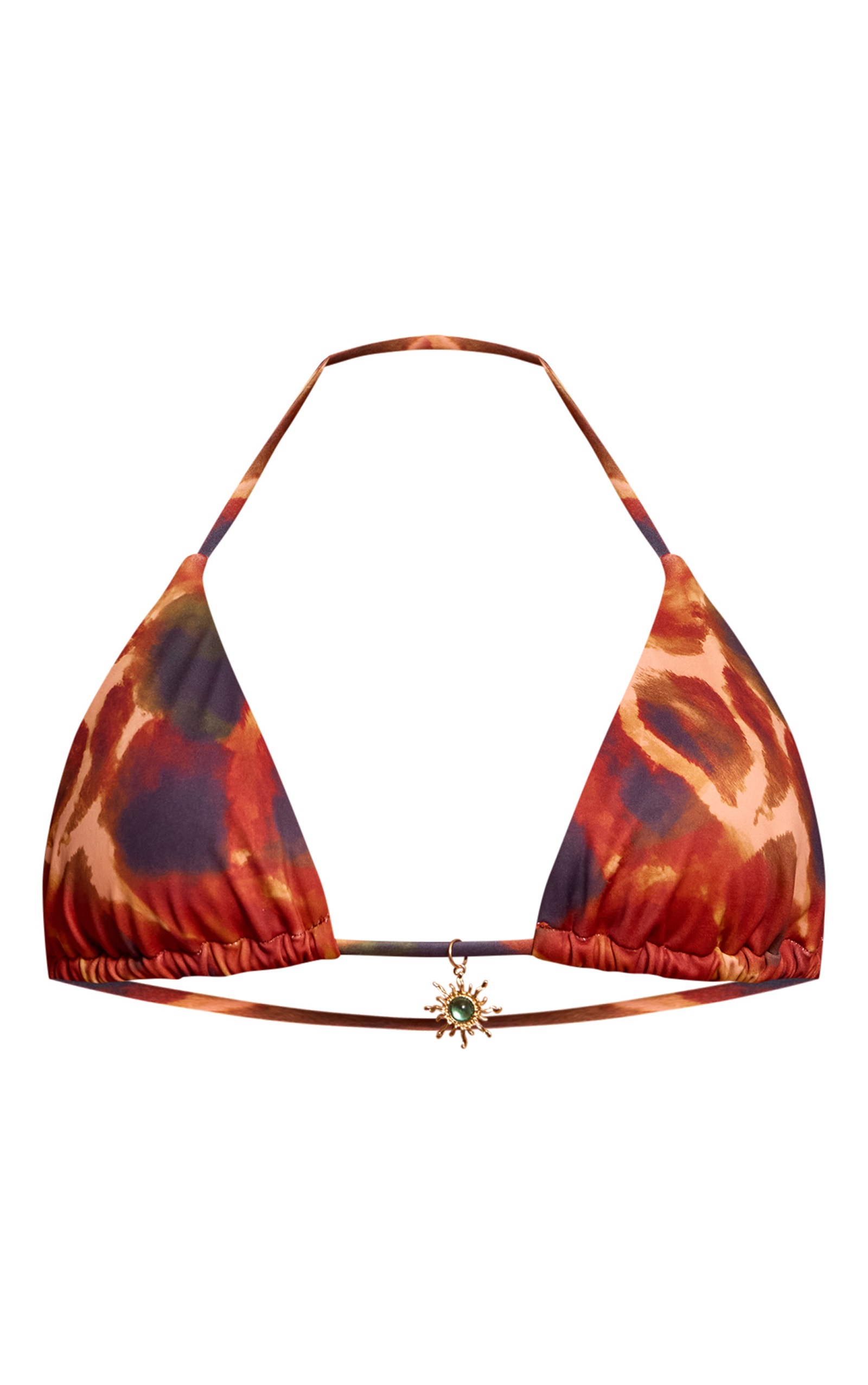 Rust Giraffe Print Trim Detail Triangle Bikini Top | Swimwear | PLT USA