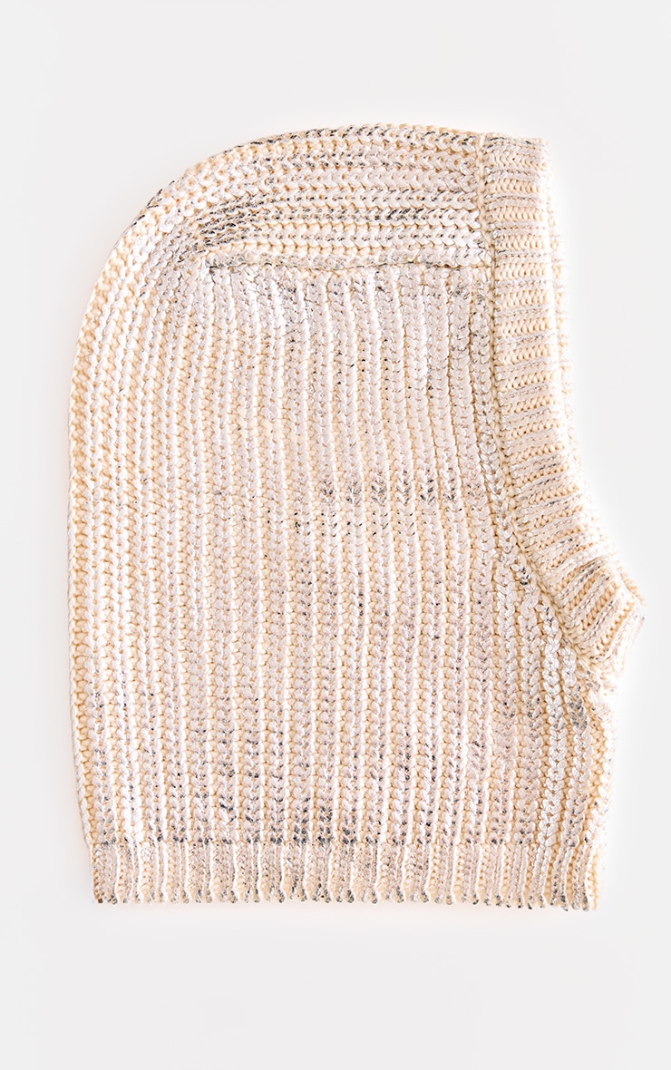 Silver Metallic Cable Knit Snood | Accessories | PrettyLittleThing USA