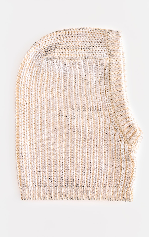 Silver Metallic Cable Knit Snood | Accessories | PrettyLittleThing USA