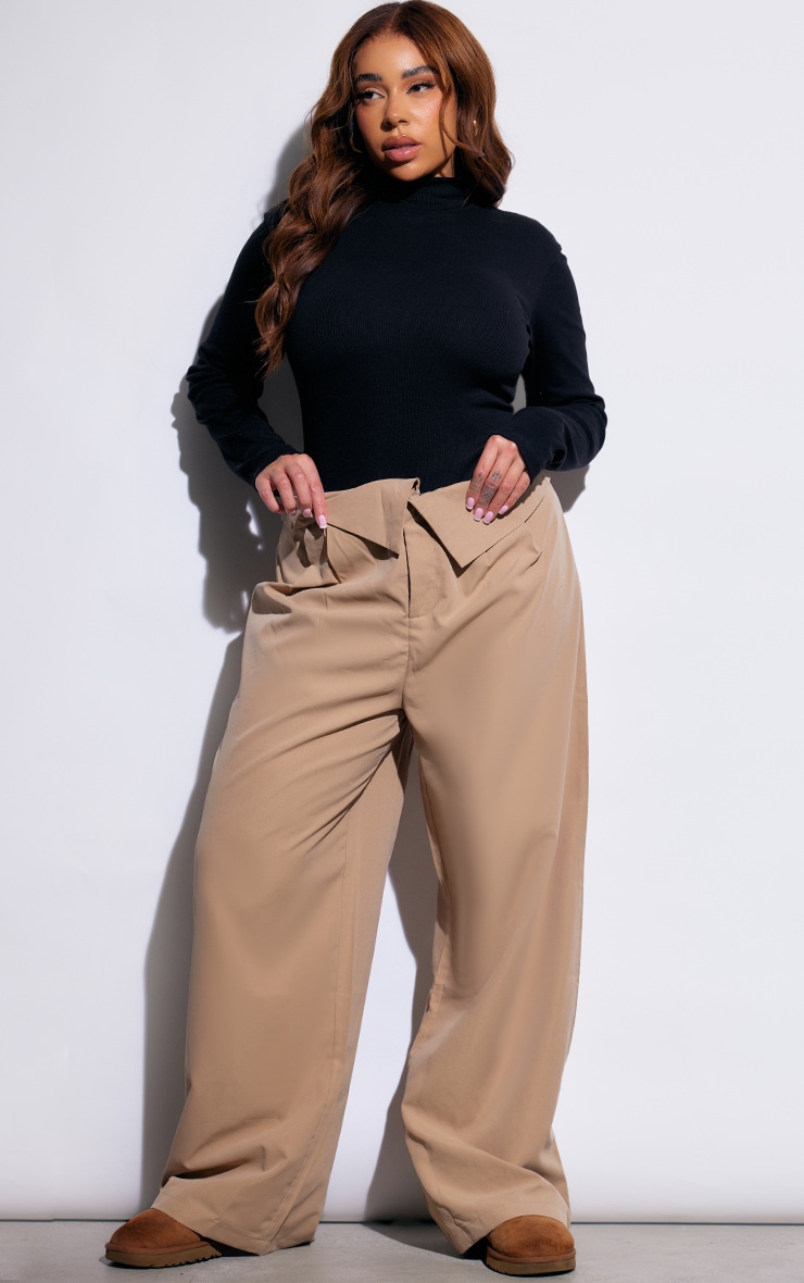 Plus Black Basic Rib Long Sleeve Bodysuit | Plus Size | PLT