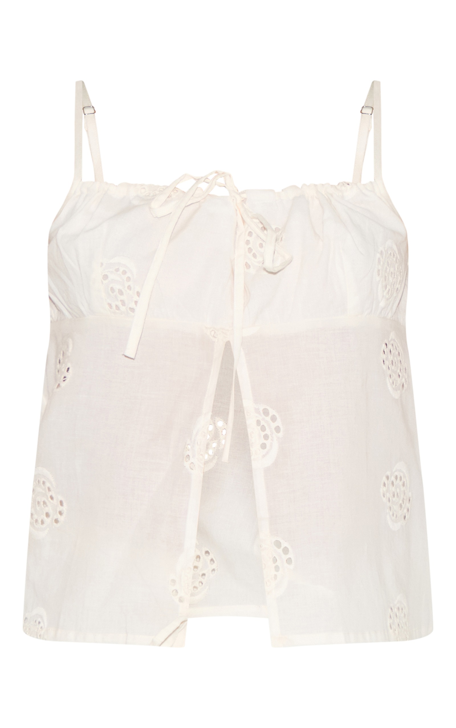 White Broderie Swirl Detail Floaty Top | Co-ords | PLT