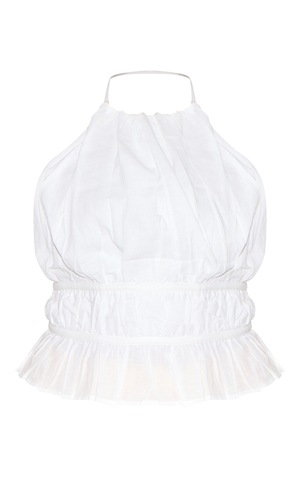 Plus White Linen Tiered Tie Back Long Top | Plus Size | PLT