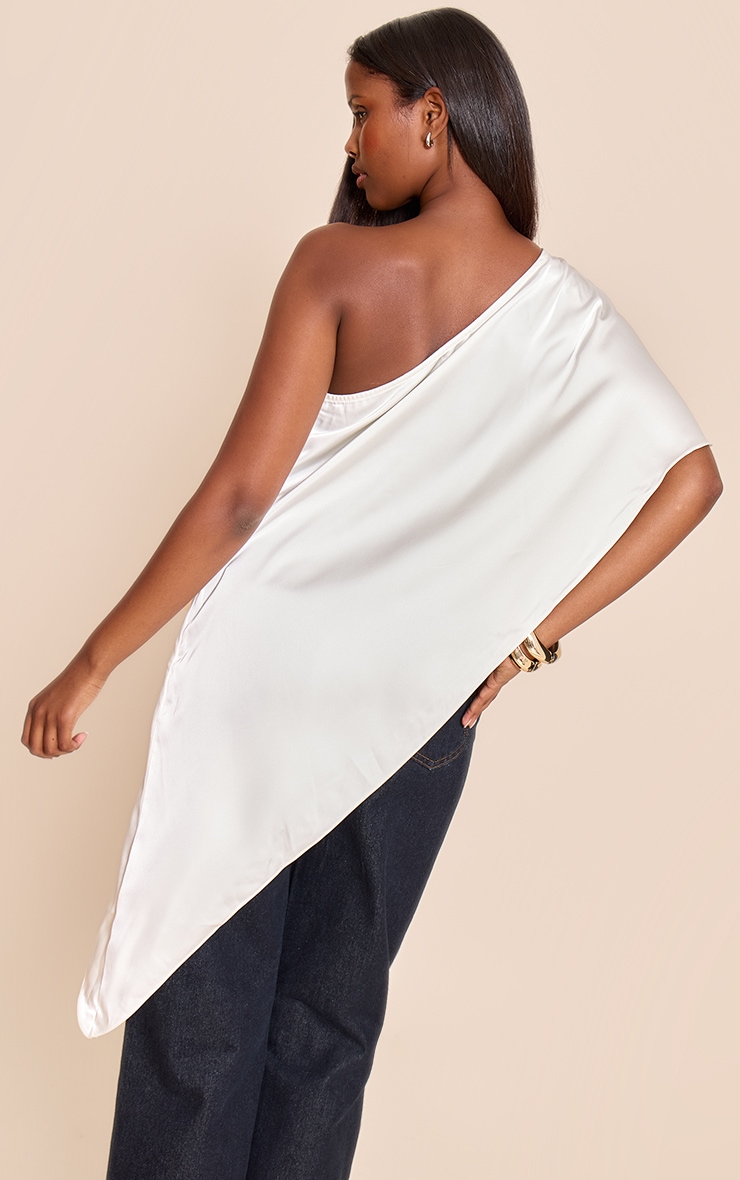 Cream Satin Floaty Long Top | Tops | PLT