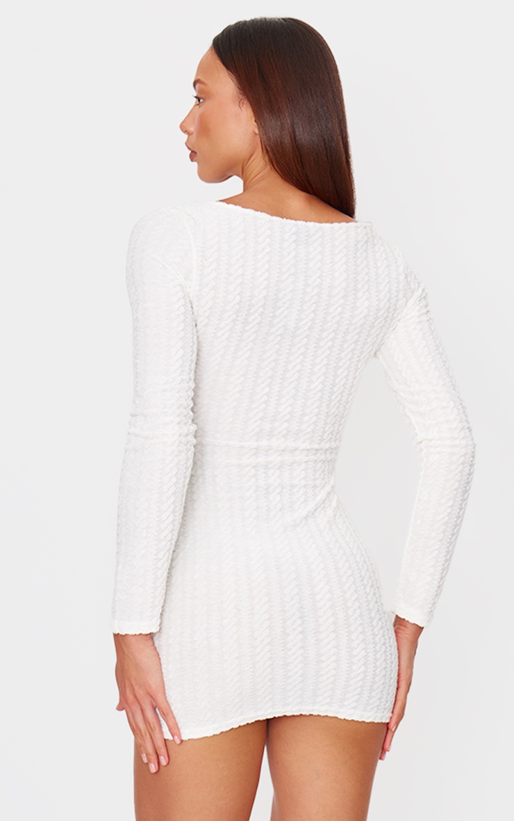 Cream Towel Boat Neck Bodycon Dress | Dresses | PrettyLittleThing USA