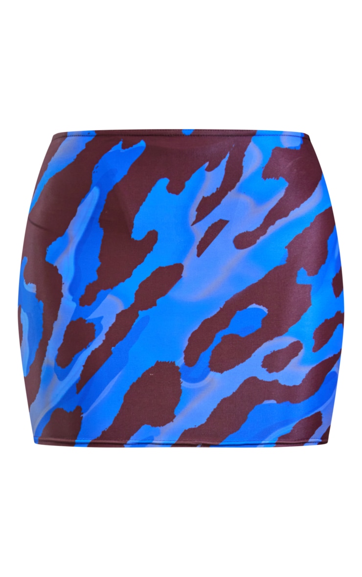 Bright Blue Watercolour Leopard Low Rise Beach Skirt | Swimwear ...