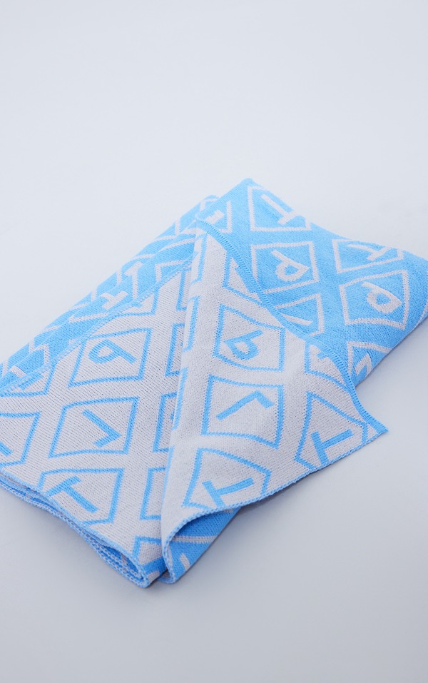 PRETTYLITTLETHING Blue Monogram Print Scarf | Accessories | PLT