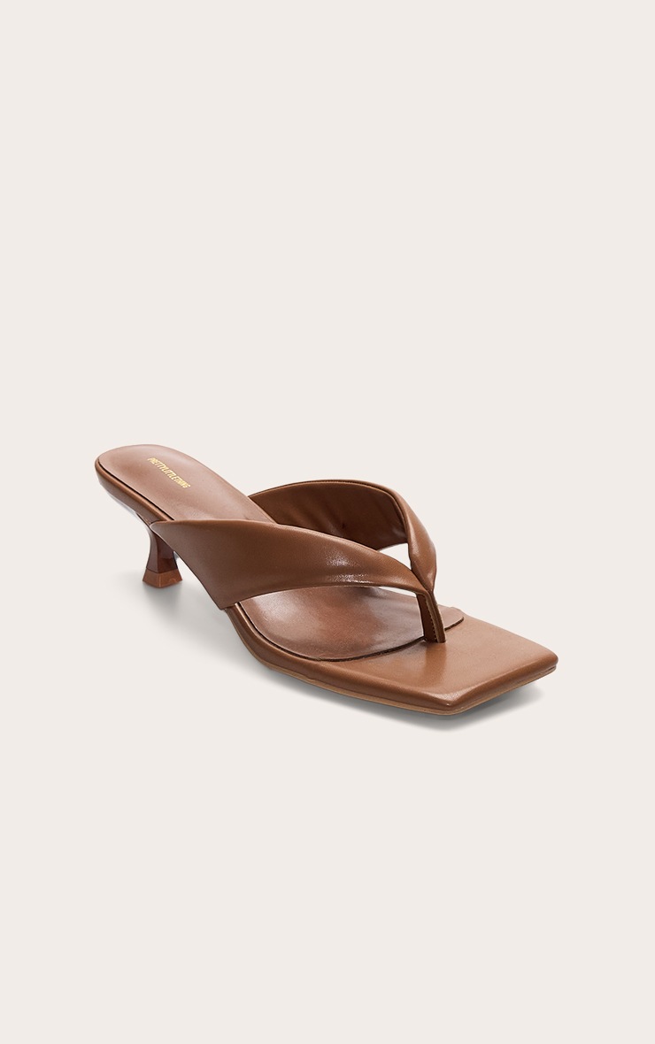 Tan Pu Padded Toe Thong Square Toe Mule | Footwear | PLT