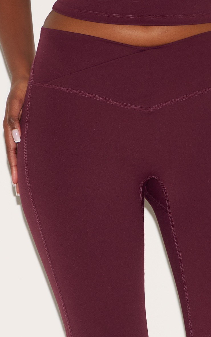 Burgundy Sculpt Wrap Waist Yoga Pants | Activewear | PrettyLittleThing