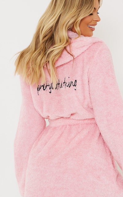 Prettylittlething Pink Fluffy Dressing Gown | PrettyLittleThing