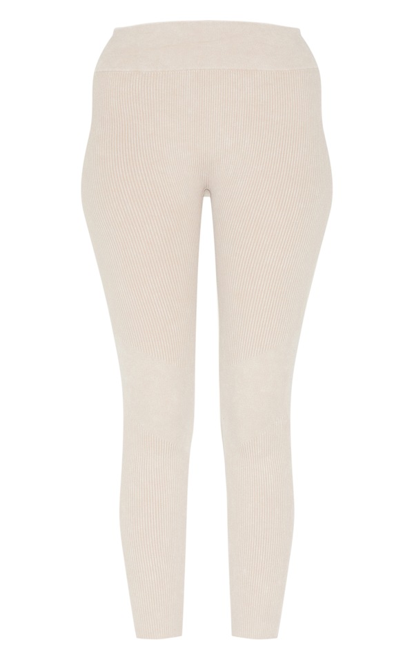 Oatmeal Acid Wash Rib High Waist Gym Leggings | Activewear ...