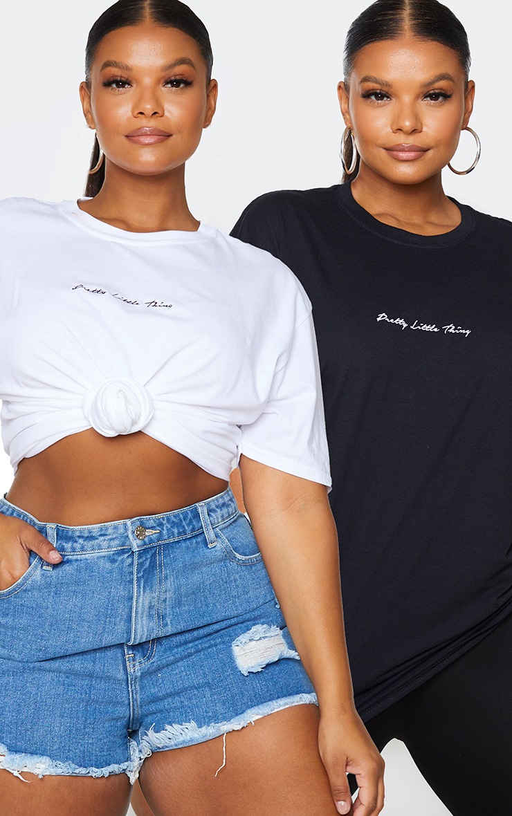 PLT Plus 2 Pack Black & White Oversized T -Shirts | Plus Size | PLT