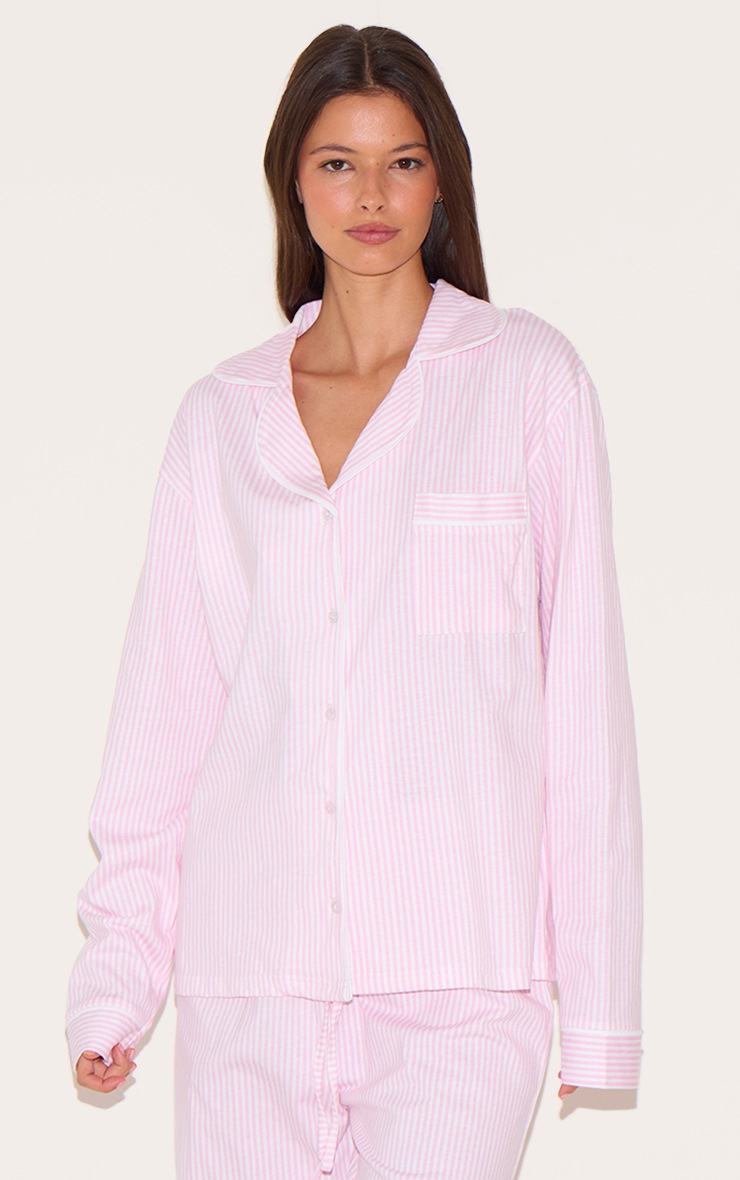 Pink Stripe Jersey Piping Long Pj Set | Lingerie & Nightwear | PLT