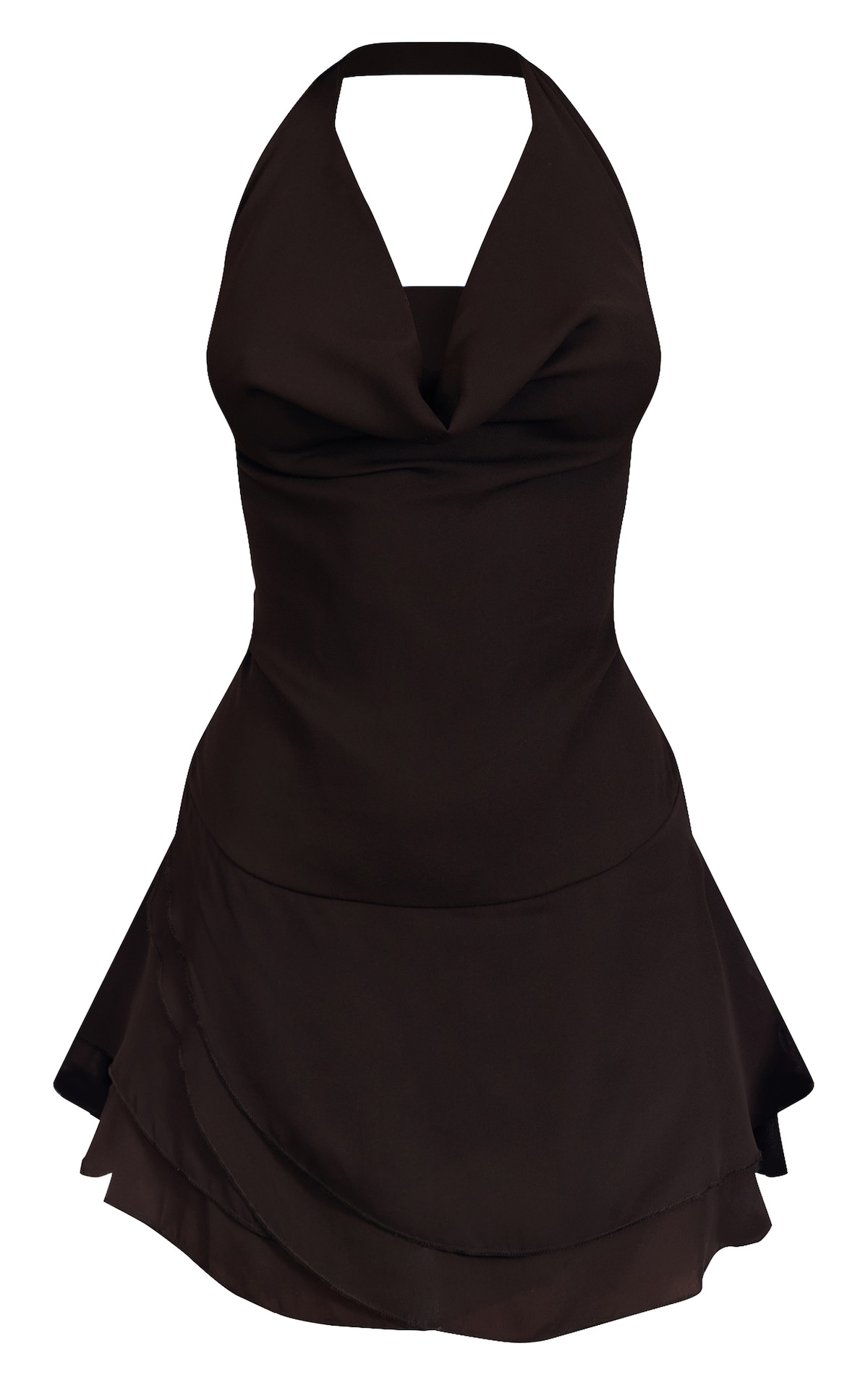 Chocolate Chiffon Cowl Neck Scarf Shift Mini Dress | Dresses | PLT