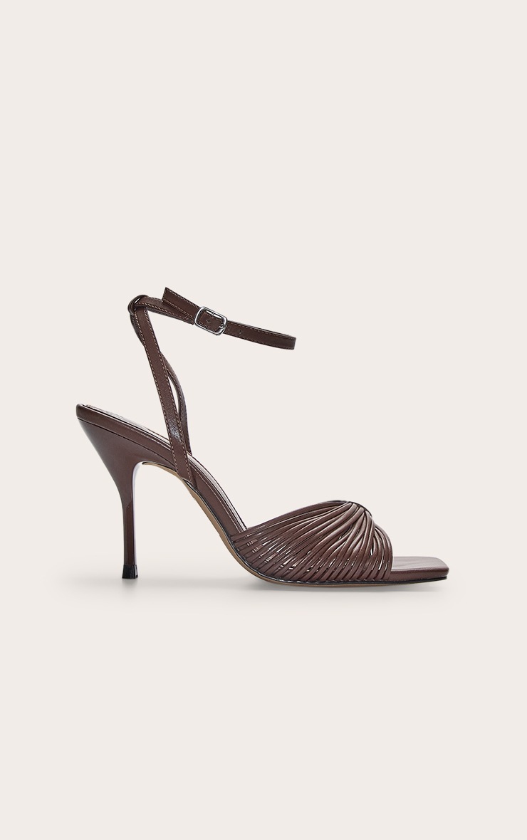 Chocolate Multi Strap Gold Trim High Heel Sandals | Footwear ...