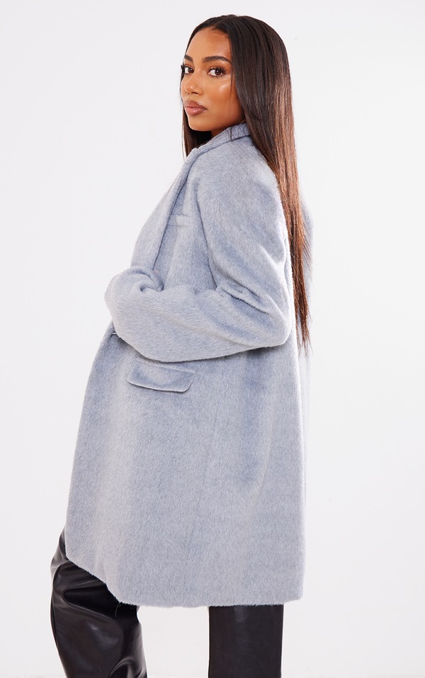 Tall Grey Wool Look Oversized Blazer | Tall | PLT