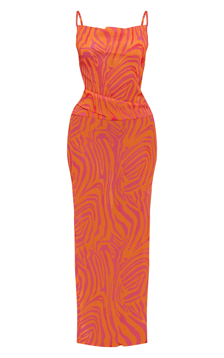 Petite Orange Zebra Print Cowl Neck Maxi Dress | Petite | PLT