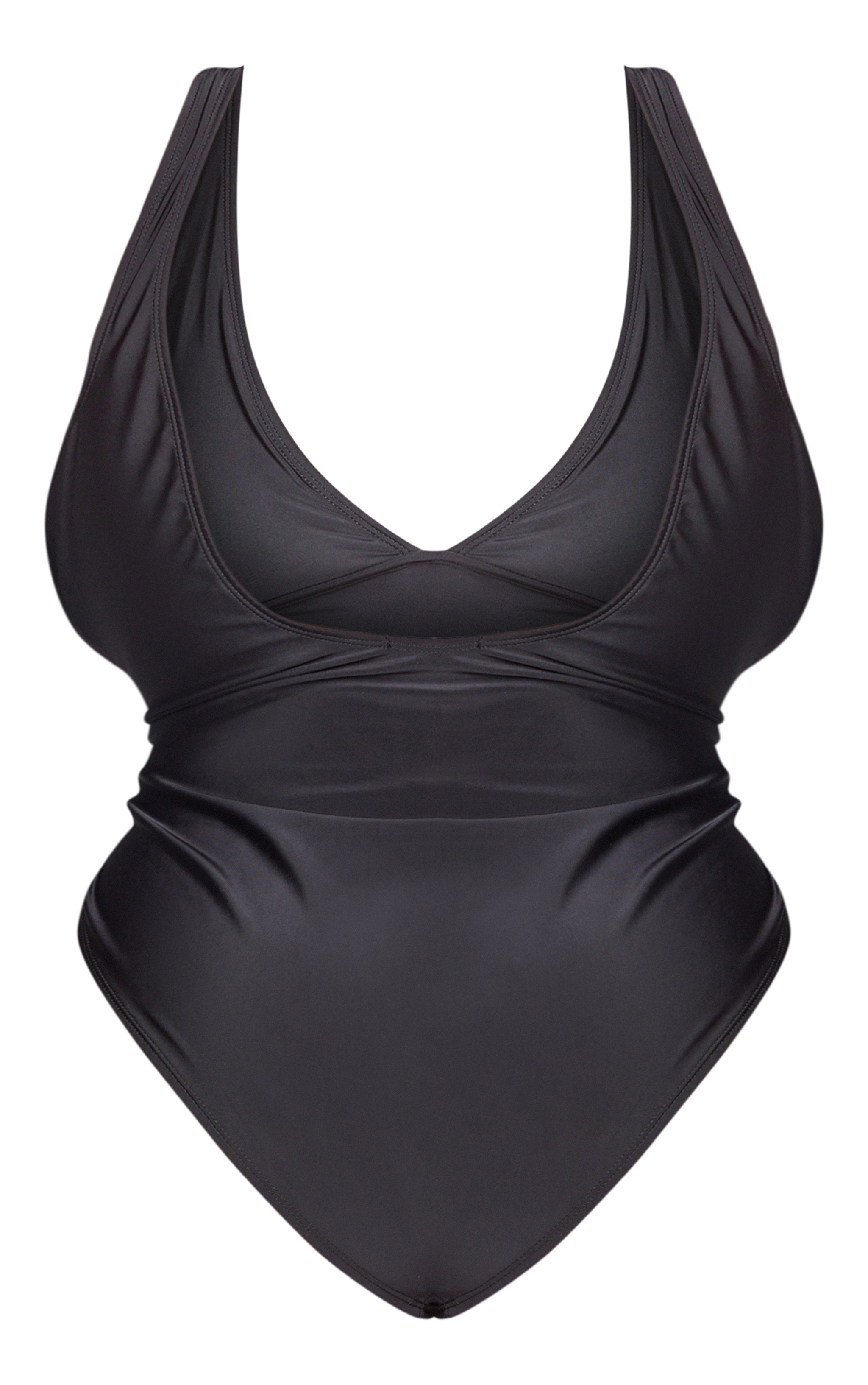 Plus Black Plunge Rattan Belted High Leg Swimsuit Prettylittlething Ire
