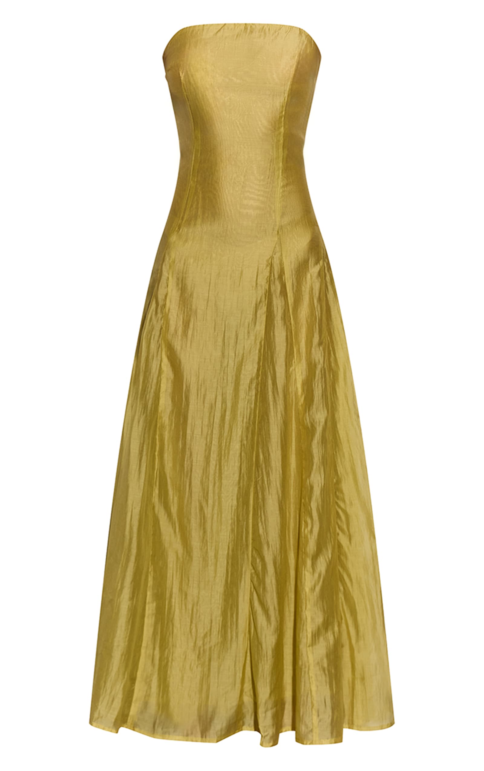 Pale Chartreuse Organza Bandeau Godet Dress | Dresses ...