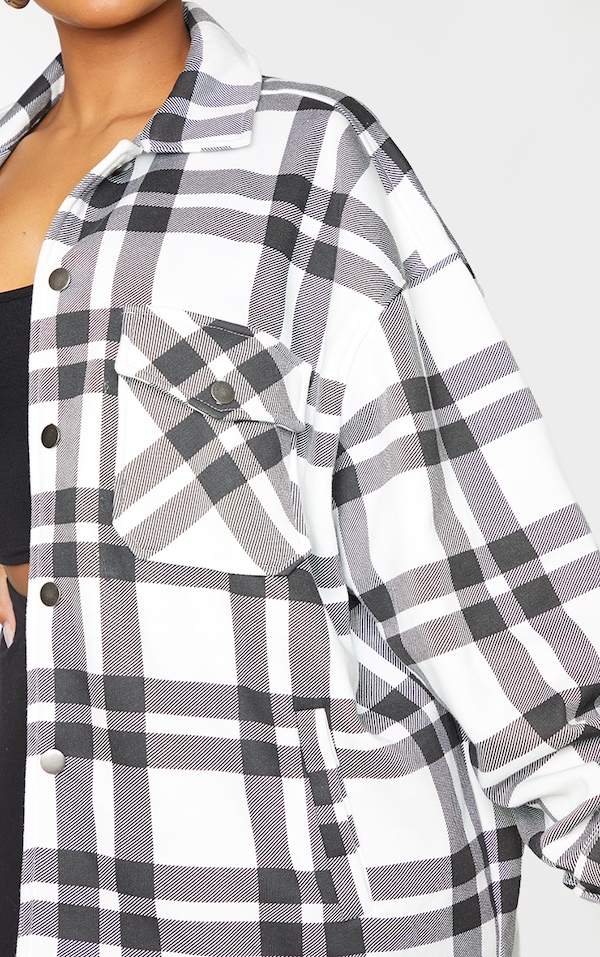 Plus Black Checked Pocket Front Shacket | Plus Size | PLT
