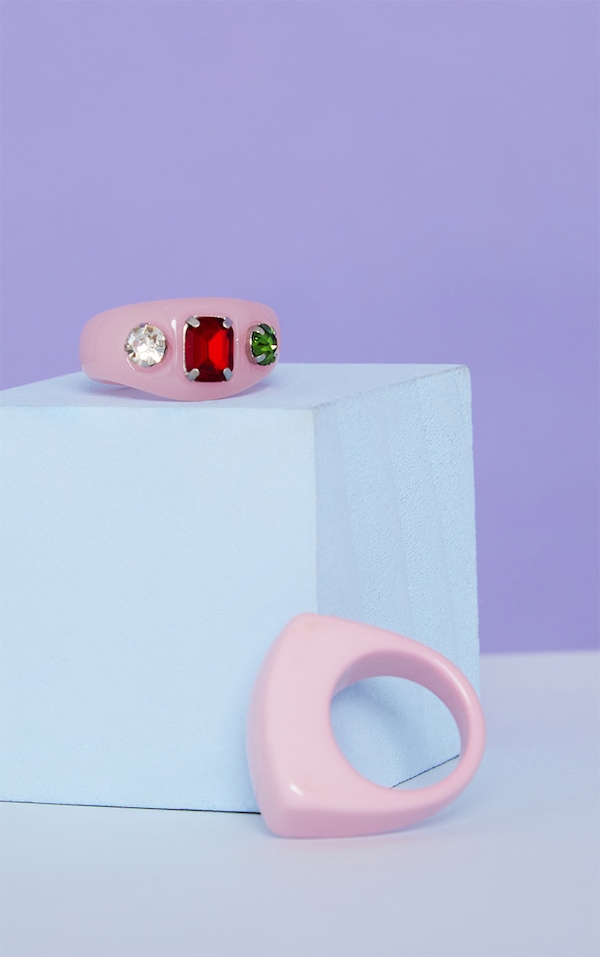 Pink Resin Mixed Jewel Ring | Accessories | PrettyLittleThing AUS