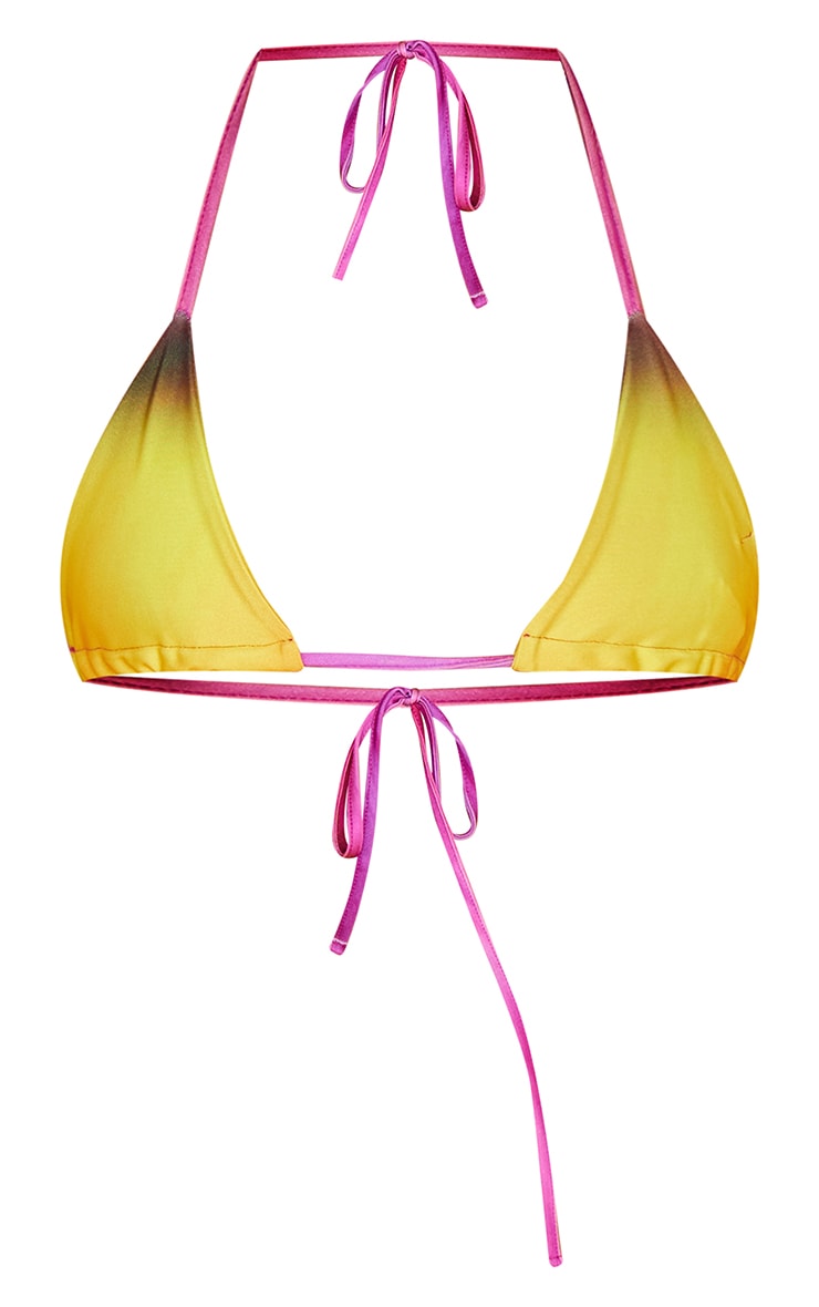 Purple Blurred Upside Down Triangle Bikini Top | PrettyLittleThing