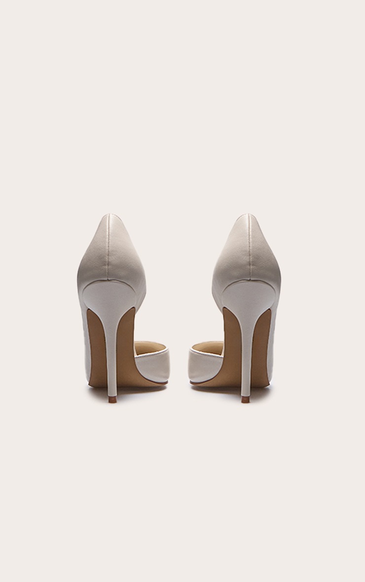 Cream Pu Point Toe Curve Cut Out High Heel Courts | Footwear ...