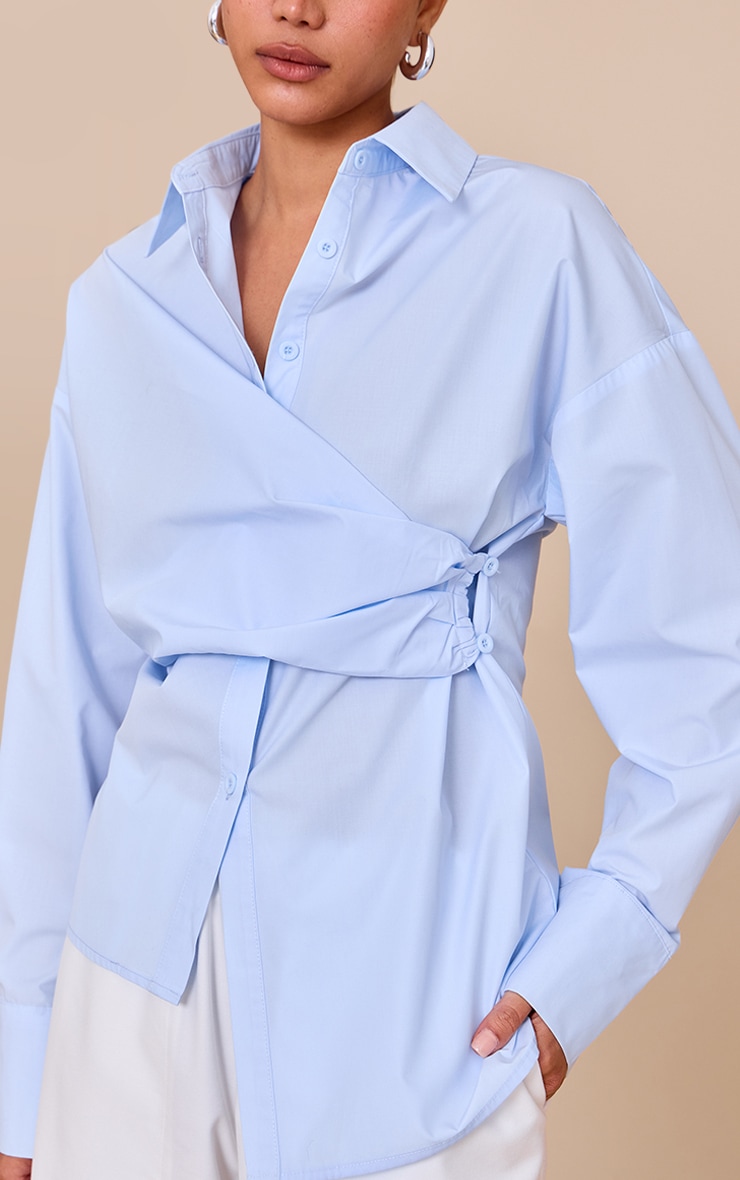 Light Blue Asymmetric Drape Shirt | Tops | PLT
