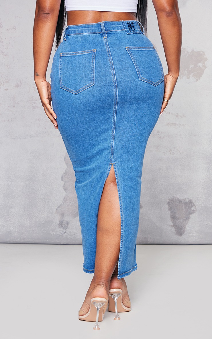 Shape Mid Blue Wash Denim Disco Midaxi Skirt | Shape | PLT USA
