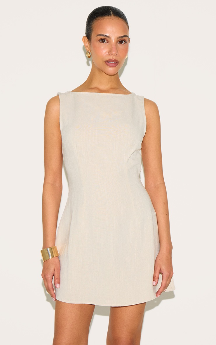 Petite Butter Cream Linen Backless Shift Dress | Petite | PLT