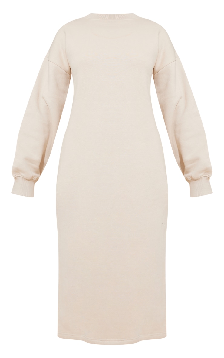 Robe sweat longue avoine à col montant et doublure en polaire ...